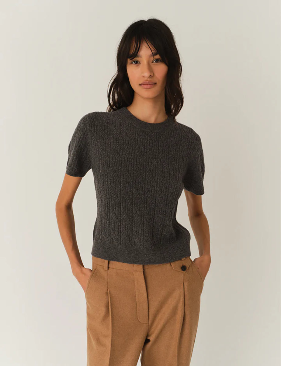 Miękka Lekko Skrócona Bluzka Como Grey Melange Z Dzianiny – Kyosk.pl