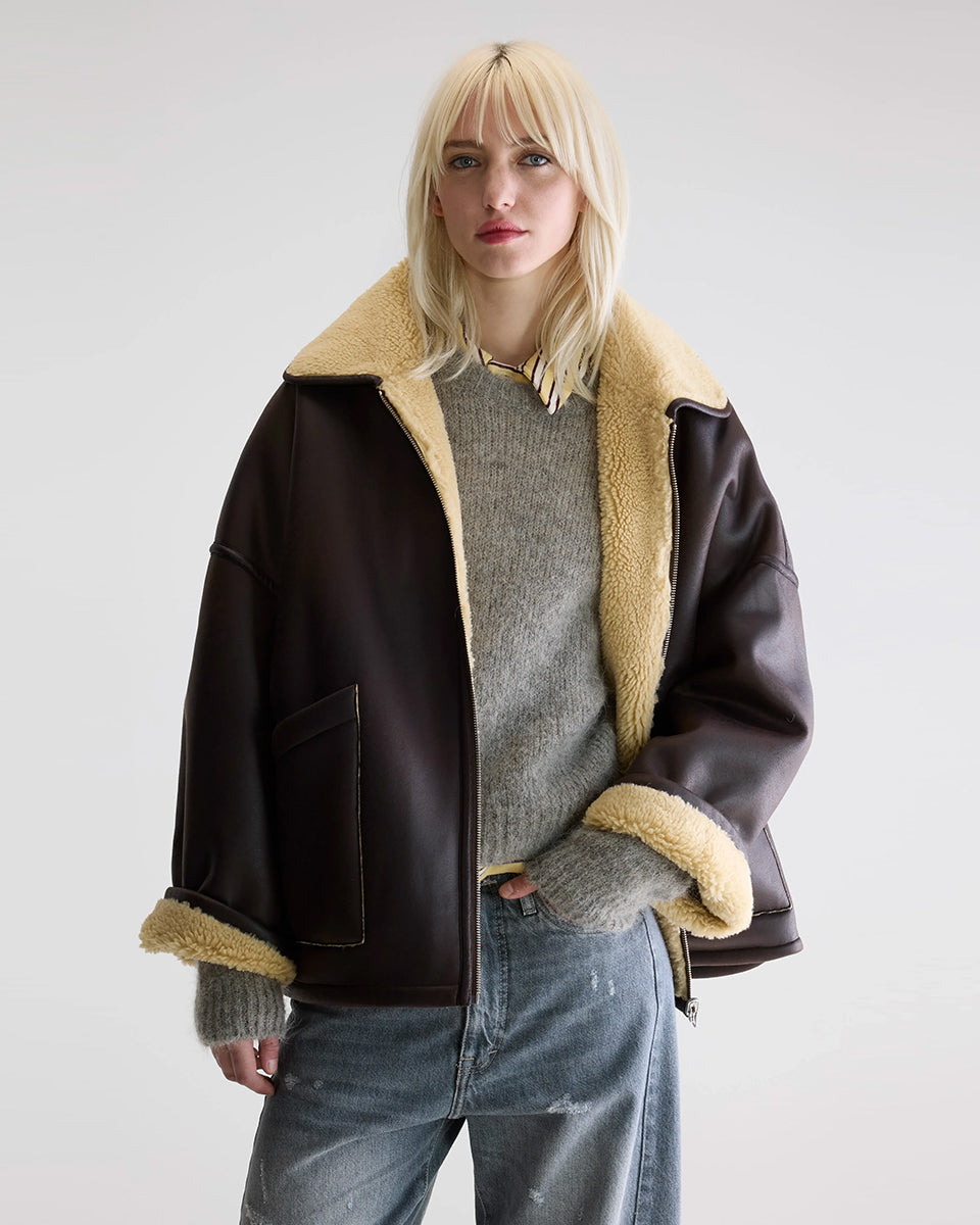 Bellerose Hestel Dark Roast Reversible Faux Sheepskin Jacket – Kyosk.pl