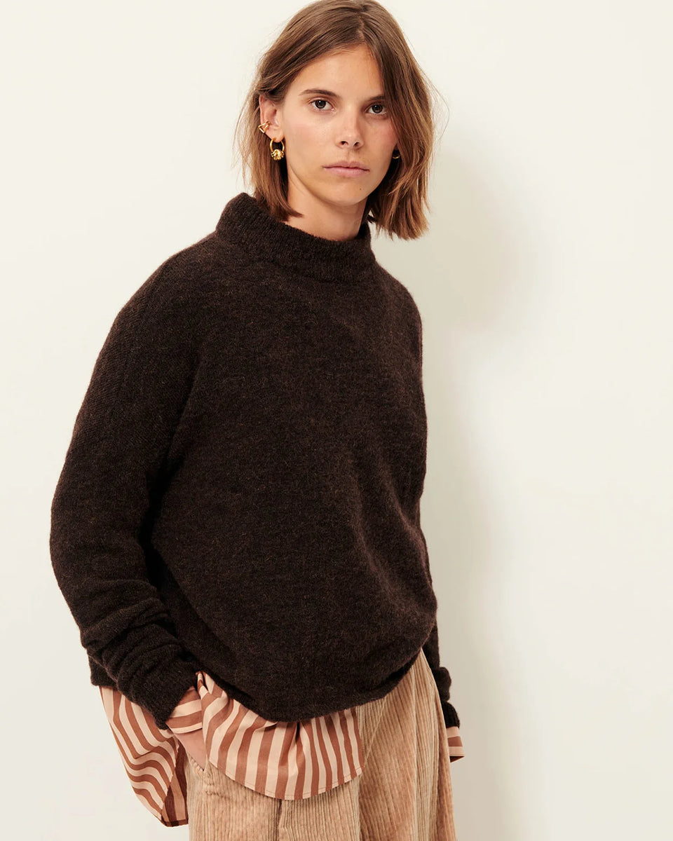Kunlun Wood Sessun Loose Dark Brown Alpaca Sweater – Kyosk.pl