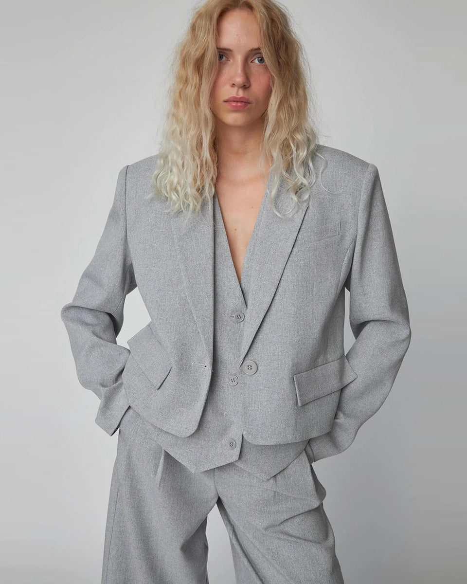 STELLA NOVA 7088 Cropped Grey Short Viscose Jacket – Kyosk.pl